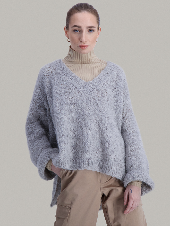 skappel-classic-ella-genser-strikkepakke gra - Happy Knitting AS